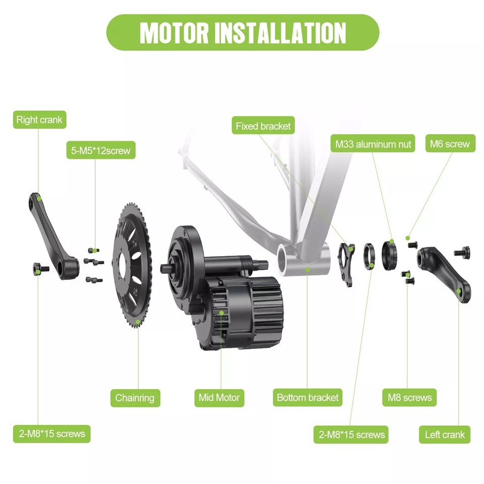 48V 1000W BAFANG Ebike Drive 68-120MM BBSHD Mid Drive Motor Kit ...