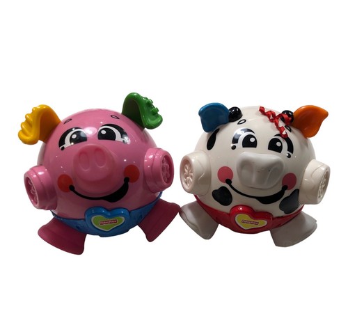 Fisher Price Bounce & Giggle Bumble Ball Cow Pig 2005 Brilliant Basics ...