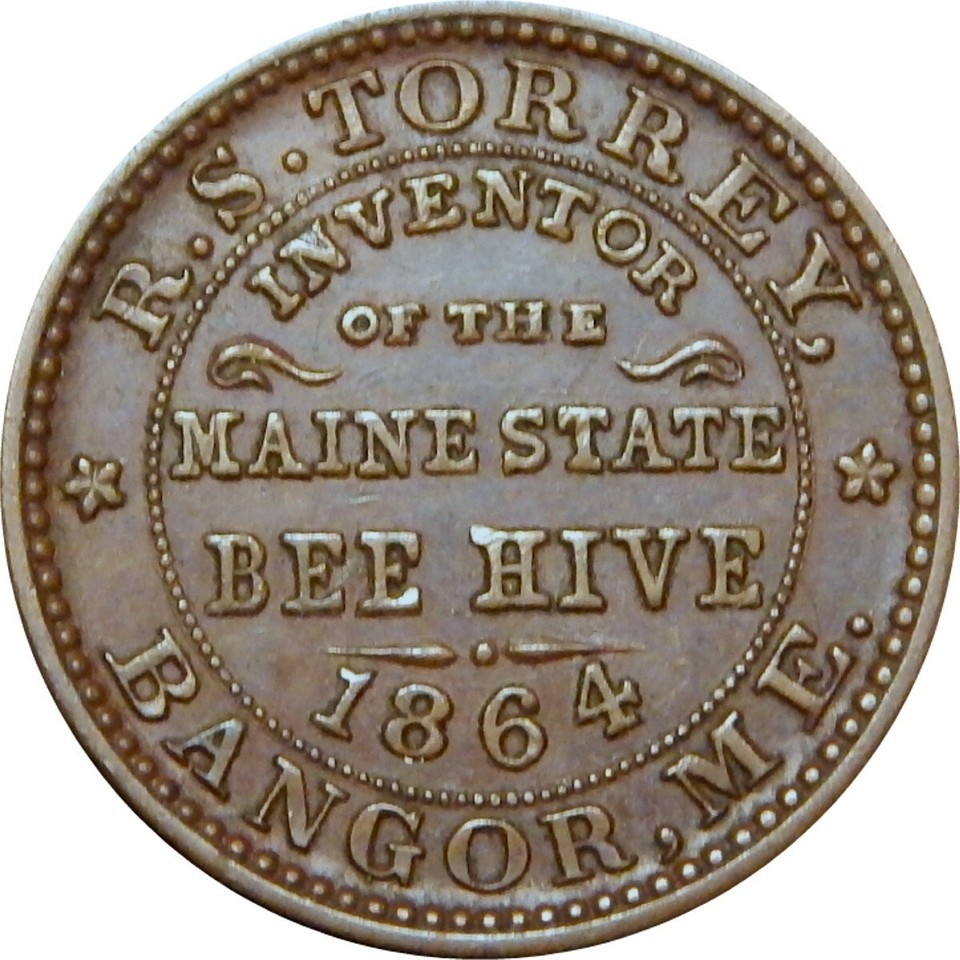 1864 Civil War Token--ME-100a/1200--Lovely AU-R.S. Torrey Only Maine ...