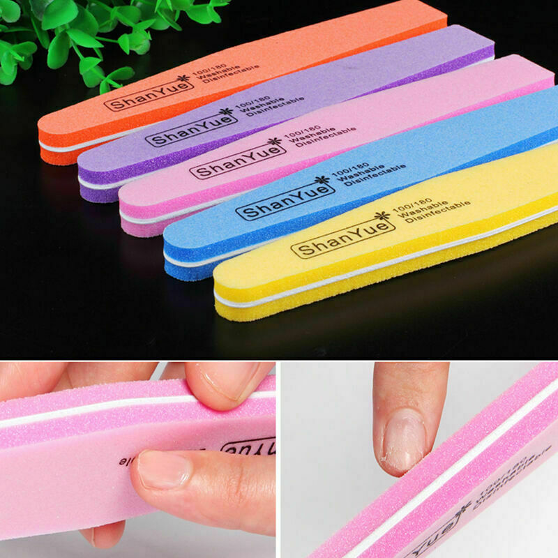 10 pcs New Sponge Nail files Tips Buffer 100/180 Sanding Block Manicure ...