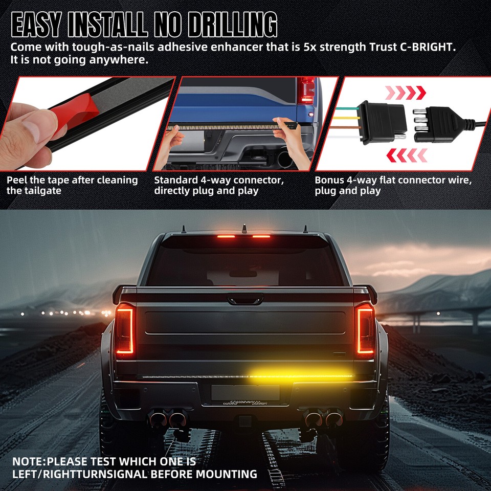 For Toyota Tacoma 4X4 Sport 60" LED Truck Tailgate Bar Turn Signal ...