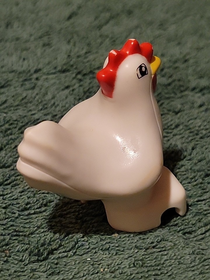 Lego Duplo WHITE CHICKEN HEN ROOSTER FARM ANIMAL MINIFIGURE MINIFIG ZOO ...