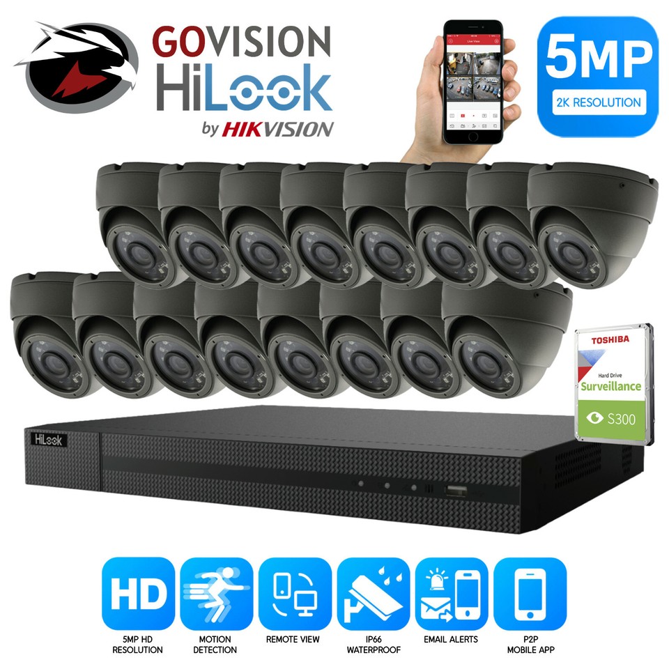 16CH HIKVISION CCTV MIC AUDIO 5MP NIGHT DAY OUTDOOR DVR HOME SECURITY ...