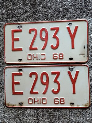 1968 Ohio License Plate vintage matched pair / set E293Y. ** | eBay