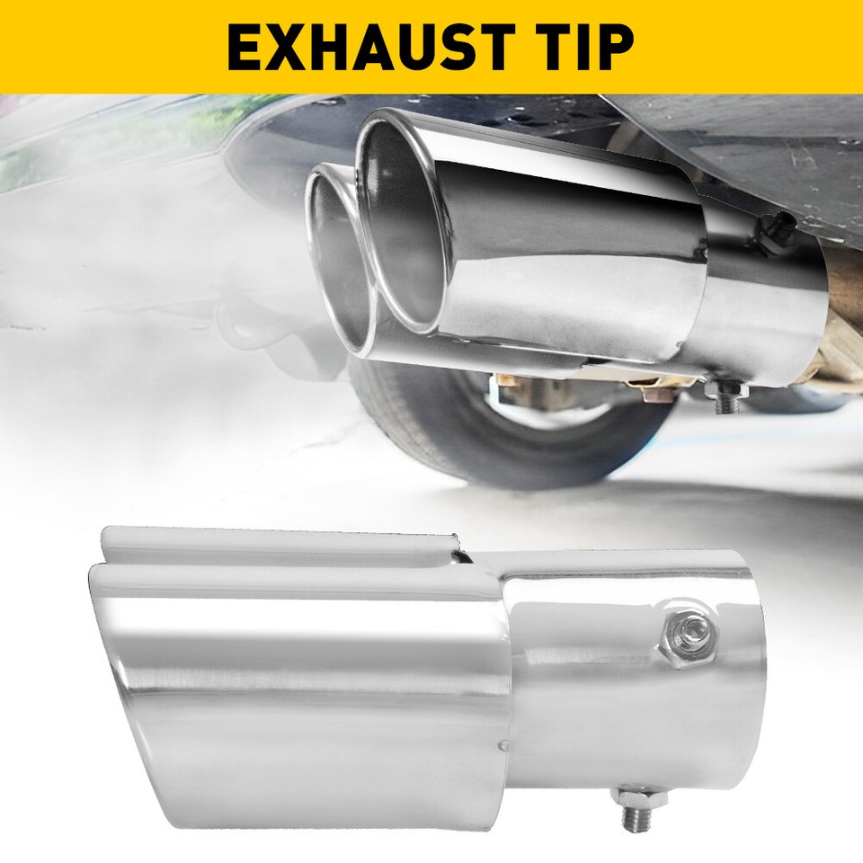 Stainless Steel Car Dual Exhaust Pipe Tip Tail Throat Round Muffler ...