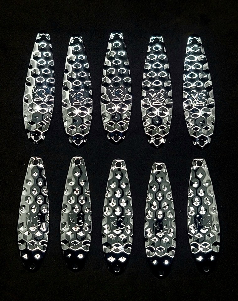 3" Fishing Spoon Flutter Hex Pattern Unrigged Fluke M3Tackle Salmon ...