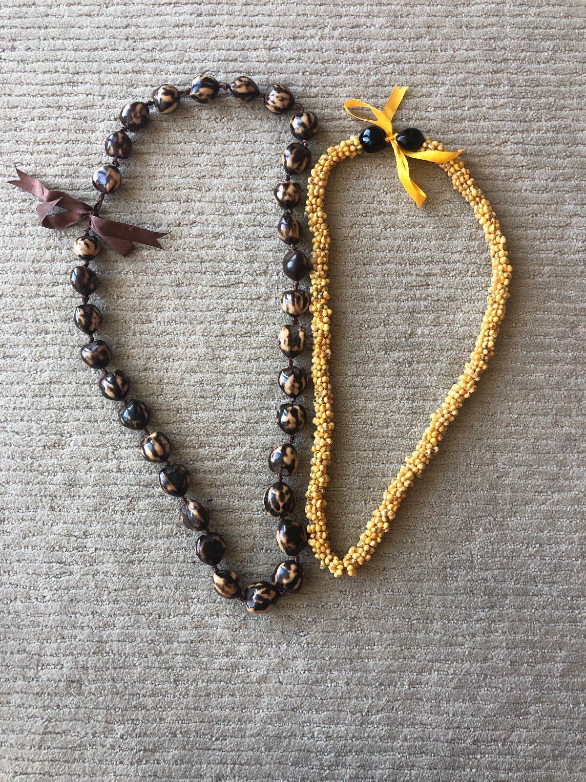 **1 HAWAIIAN AUTHENTIC KUKUI NUT LEI & 1 SHELL LEI Aloha Symbol of Love ...