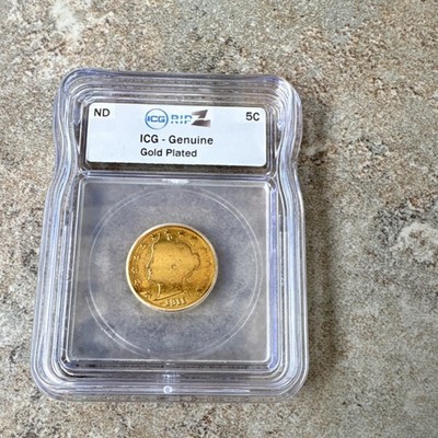 Genuine Gold Plated 1911 Liberty Head V Nickel ICG Ripz Rare Earth ...