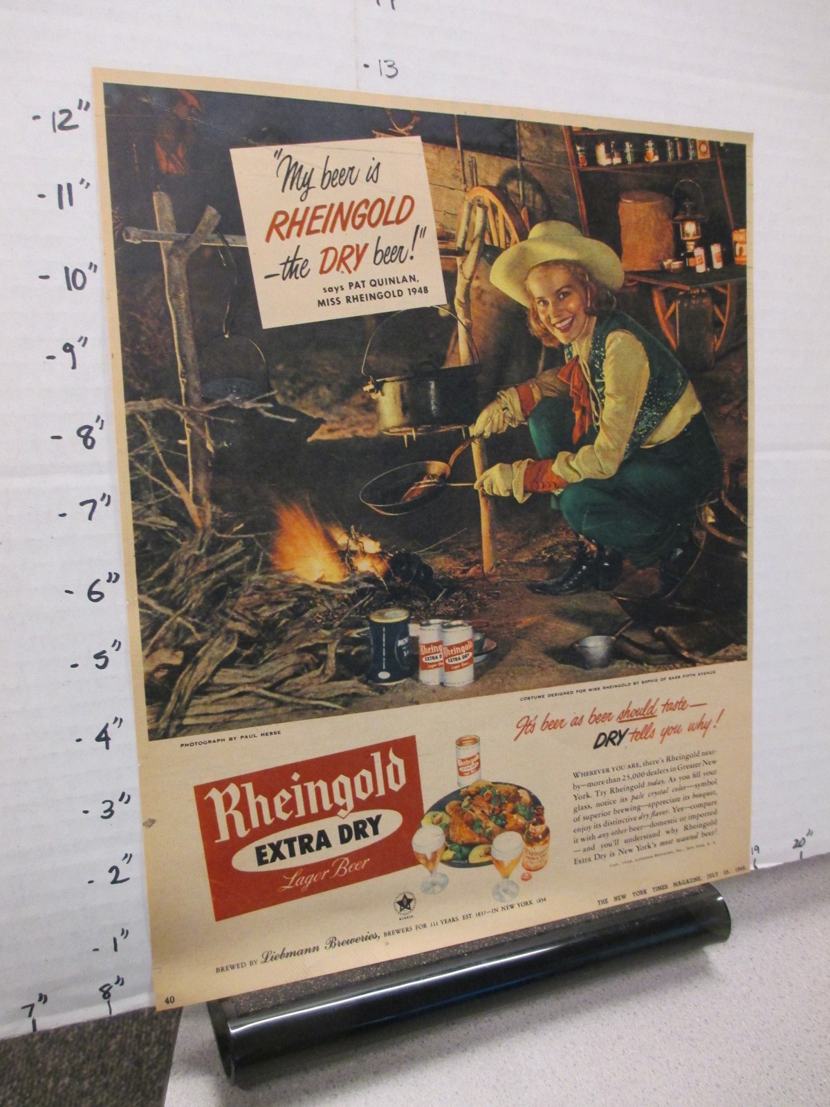 newspaper ad 1948 Miss RHEINGOLD beer pinup girl Pat Quinlan cowgirl ...