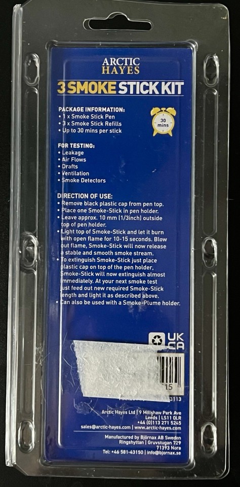 Artic Hayes 1 x Pen Kit with 3 Smoke Sticks, Test Slight Air-Movement ...