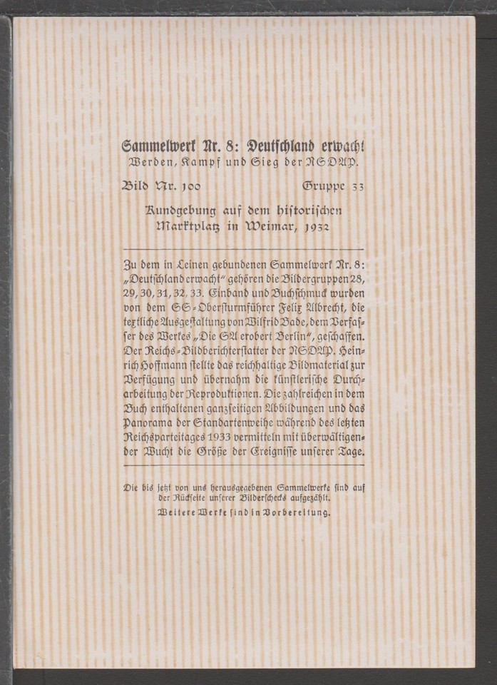 ️ 3. Reich RARE PHOTO CARD FROM OFFICIALLY ALBUM "GERMANY AWAKES" 12 X ...