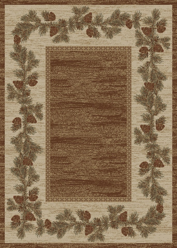 Mountain View Area Rug Runner Lodge Cabin Pine Cone Brown Beige ...