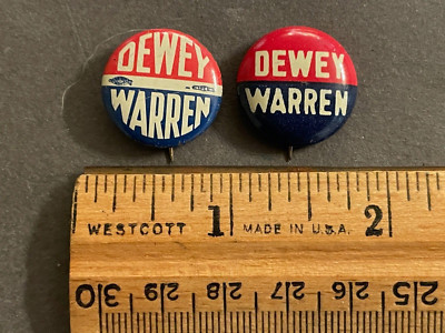 PAIR OF THOMAS E DEWEY EARL WARREN PRESIDENTIAL CAMPAIGN POLITICAL ...