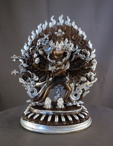 Tibetan Buddhism Lord Kalachakra with Consort Silver Oxide Copper ...