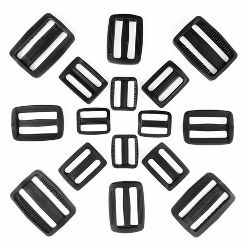 PLASTIC DELRIN 3 BAR SLIDES TRI GLIDE BUCKLES BLACK FOR WEBBING SIZE ...