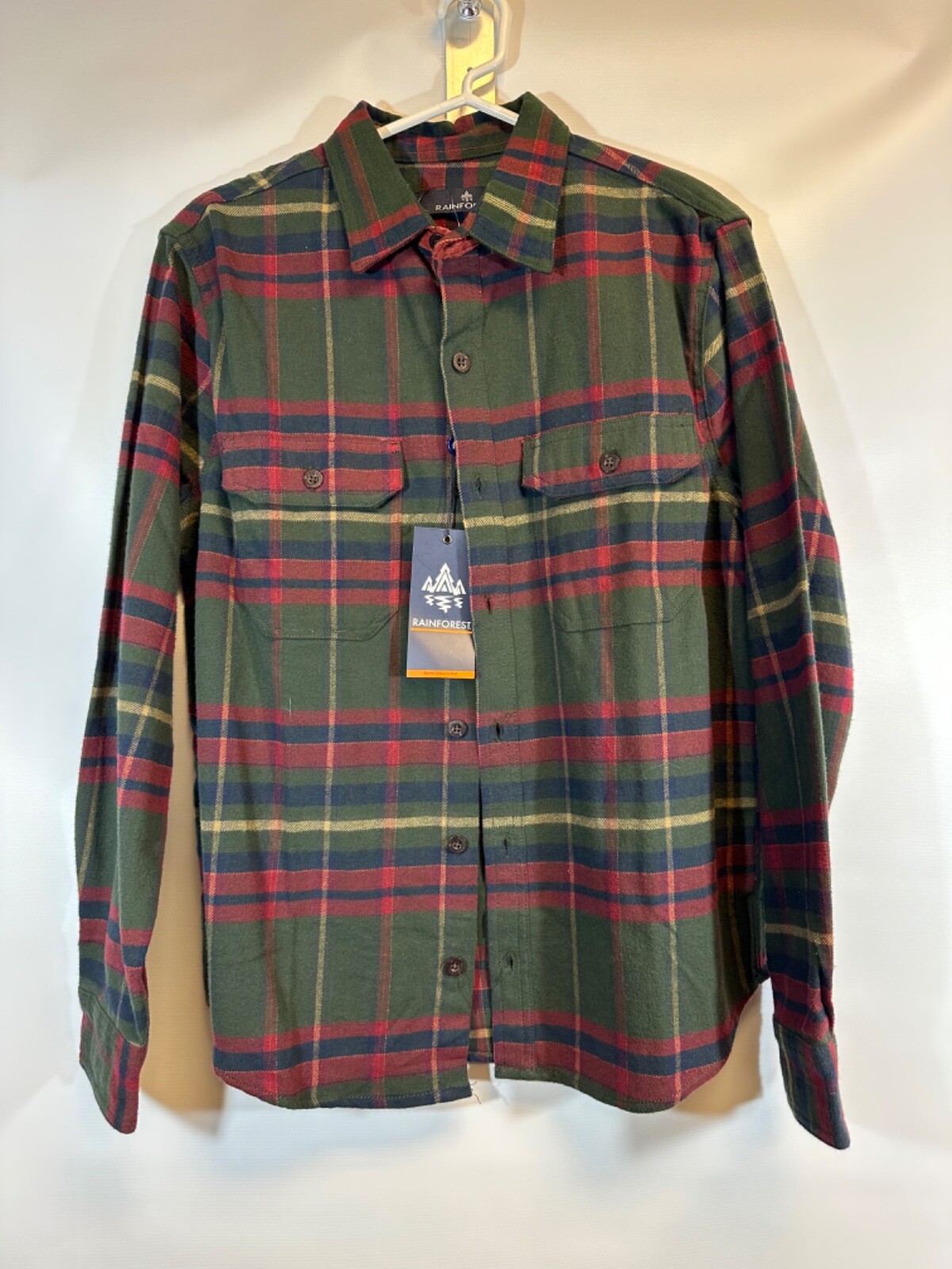 NWT Rainforest Heavyweight Plaid Flannel Shirt Hunter Green Multi Mens ...