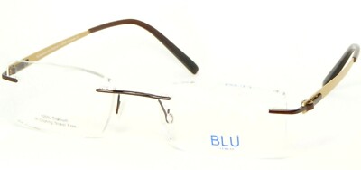 NEW BLU 116 COL. 04 BROWN TITANIUM EYEGLASSES GLASSES RIMLESS SOHO 50 ...