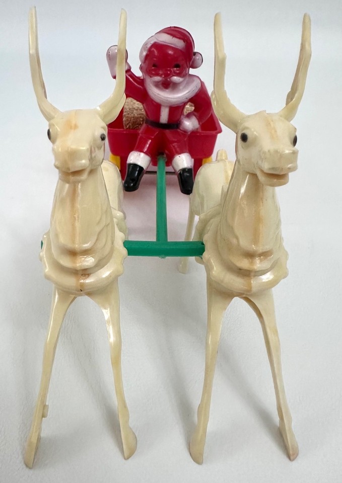 Vintage 1950s Rosbro Santa's Hayride Reindeer Wagon Toy Candy Container ...
