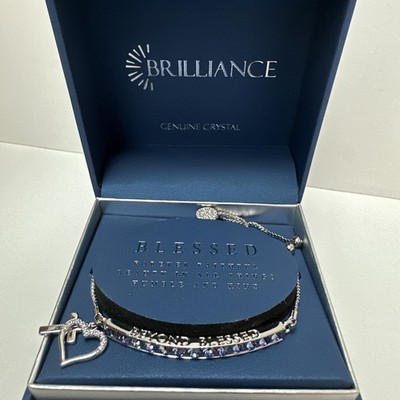 Brilliance Genuine Crystal “BLESSED Silver Bracelet Adjustable 🌸 | eBay