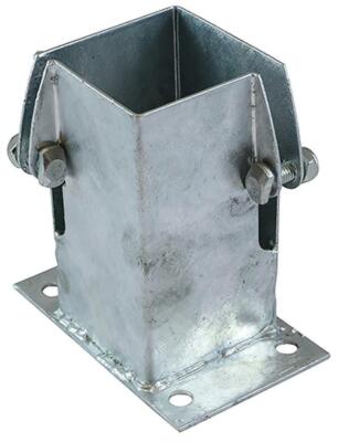 Flush Fit Bolt Down Fence Post Shoe, Hot Dipped Galvanised 100mm ...