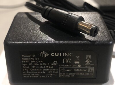 CUI Inc. SWI6-12-N-N5 AC Adapter 100-240V 50-60HZ 0.6A 7.2 Watt Max. | eBay
