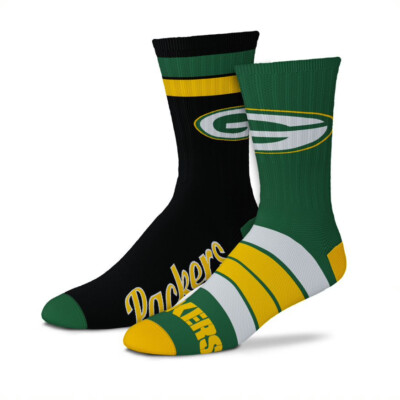 Green Bay Packers NFL Duo 2 Pack Pair Team Colors Large Mens Crew Socks ...