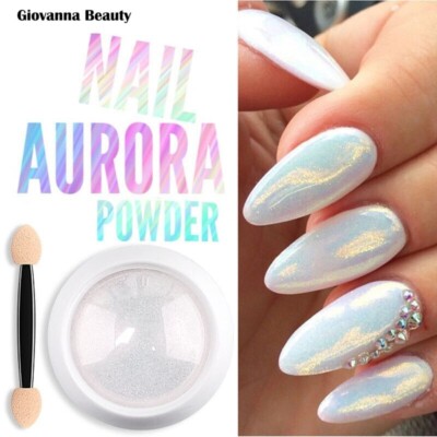 AURORA CHROME POWDER Nail GLITTER AB Unicorn MERMAID MIRROR Effect ...
