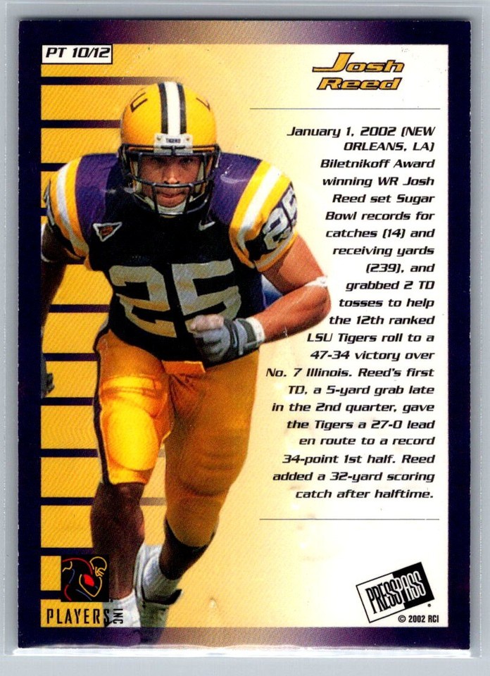 2002 Press Pass Primetime #PT10 Josh Reed LSU Tigers | eBay