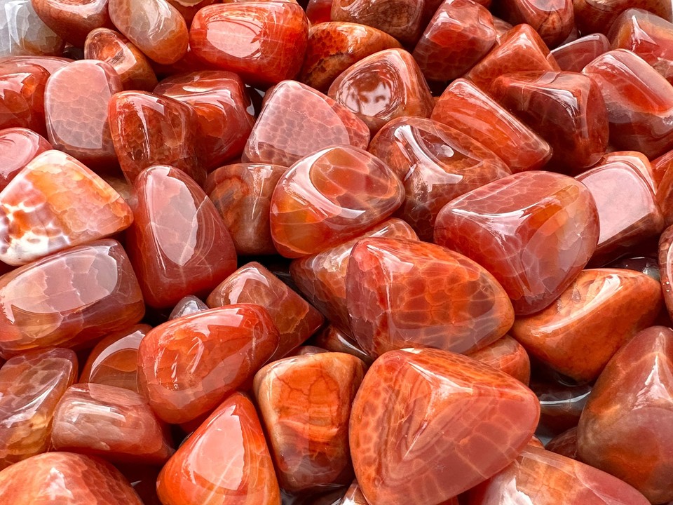 Grade A++ Fire Agate Tumbled Stones, Polished Fire Agate Stone ...