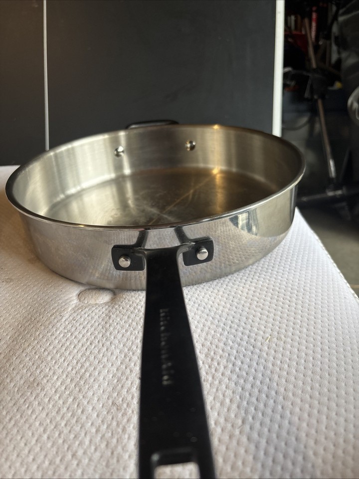 Large KitchenAid 5-Ply Clad Stainless Steel Fry Pan - 12 3/8" - 5 Qt/4 ...