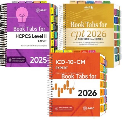 Index Tabs for AMA CPT Book, ICD-10 Code Book, HCPCS Level II Book, 3 ...