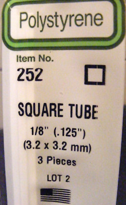 EVERGREEN #252 STYRENE Square Tube 1/8", Plain White (3) Pieces | eBay