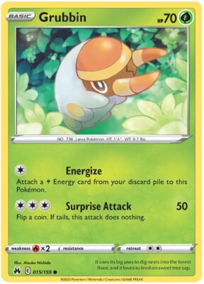 Grubbin Pokemon TCG Card 015/159 | eBay