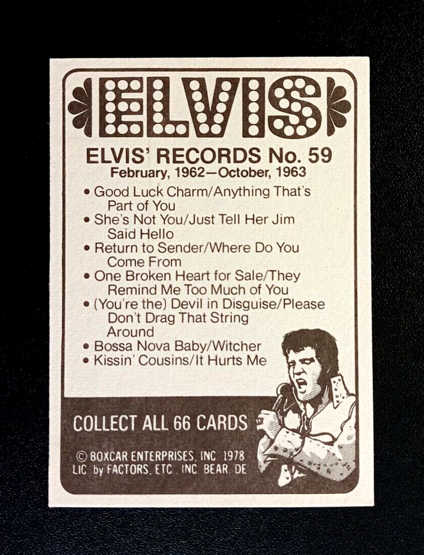 Elvis Presley 1978 Collectors Card - Elvis Records No.59 - Elvis ...