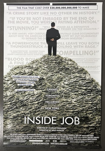 2010 INSIDE JOB Original Documentary Poster, 27X40 D/S, FERGUSON, DAMON ...