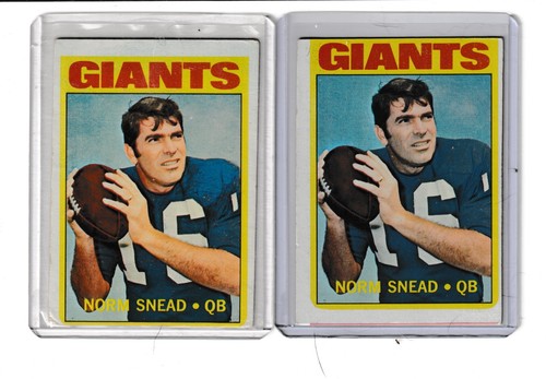 DEC-1972 TOPPS GIANTS NFL FOOTBALL NORM SNEAD QB GET BOTH #TN-1 | eBay