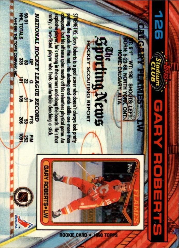 1991-92 Stadium Club Calgary Flames Hockey Card #126 Gary Roberts | eBay
