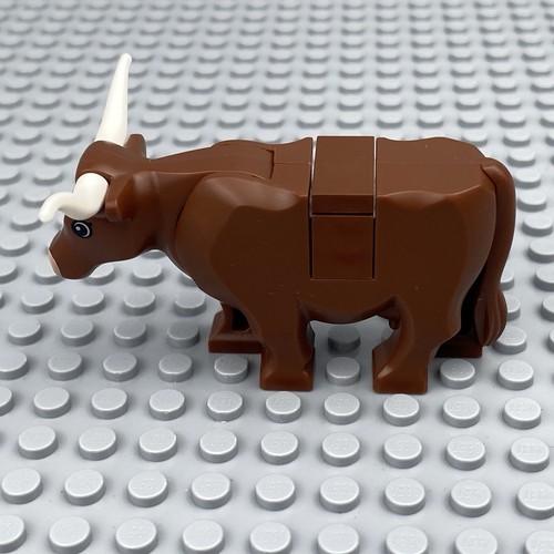 LEGO Longhorn Cow Minifigure Reddish Brown Farm Animal City Town ...