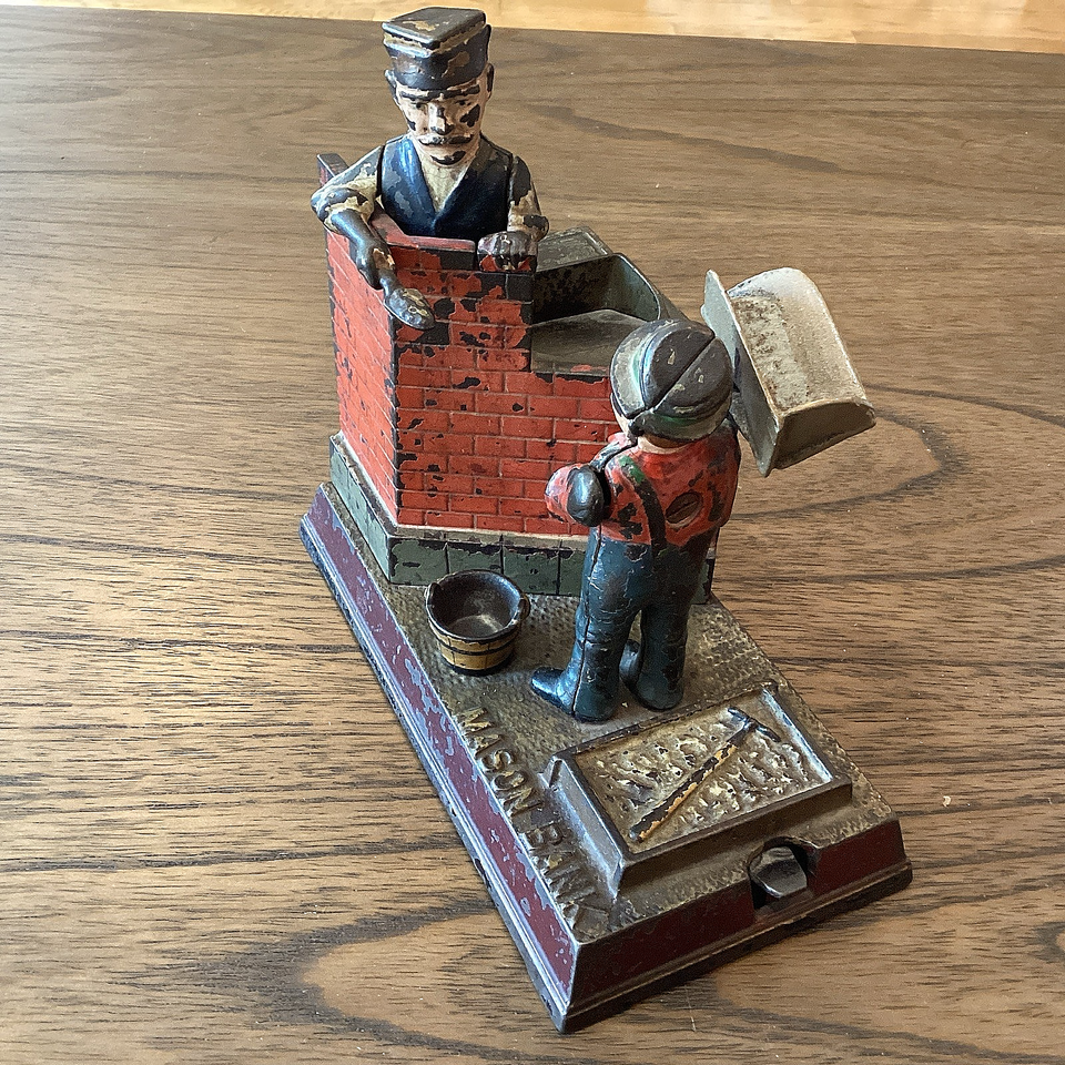 1887 Antique Cast Iron Mason Bank by Shepard Hardware Co. | eBay