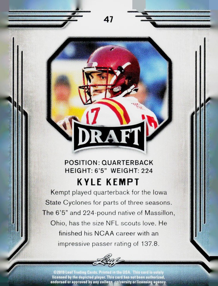 2019 Leaf Draft #47 Kyle Kempt | eBay