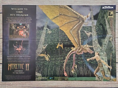 Heretic II 2 PC Game 1998 Double Page Big Box Vintage Promo Ad Art ...