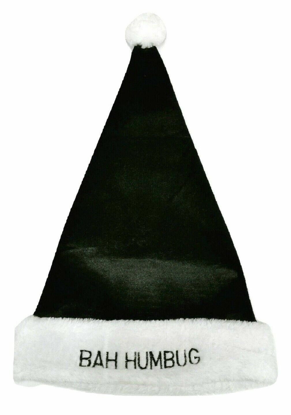 Xmas Black Bah Humbug Santa Hat Father Christmas Cap Party Fancy Dress ...
