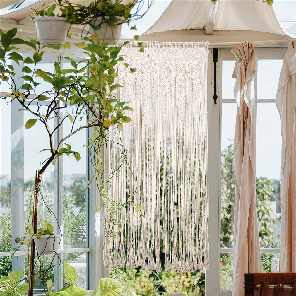 Large Boho Woven Macrame Curtains Handmade Bohemian Decor Wedding Arch ...