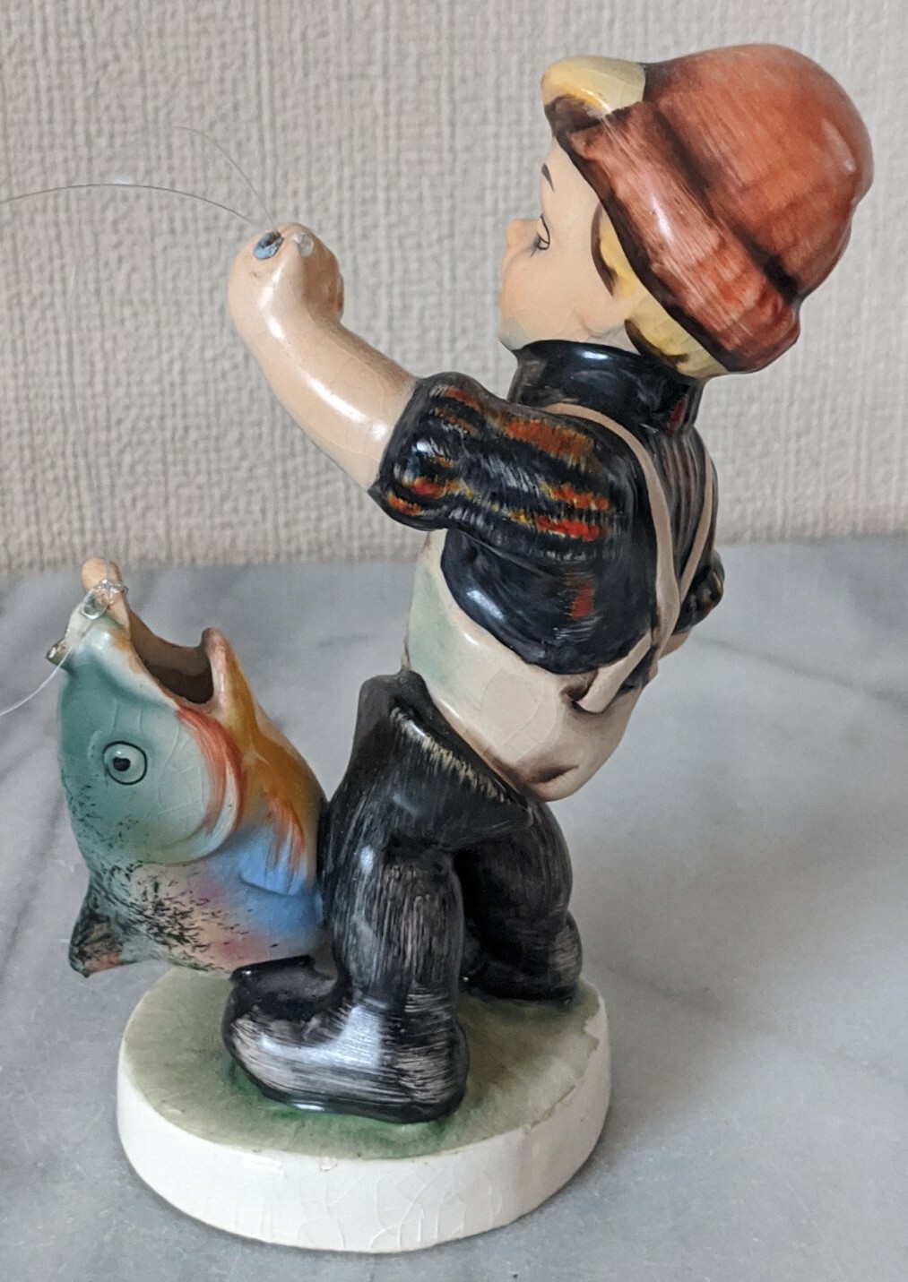 Friedel Figurine Boy Fishing, Western German Porcelain, Vintage **VGC ...