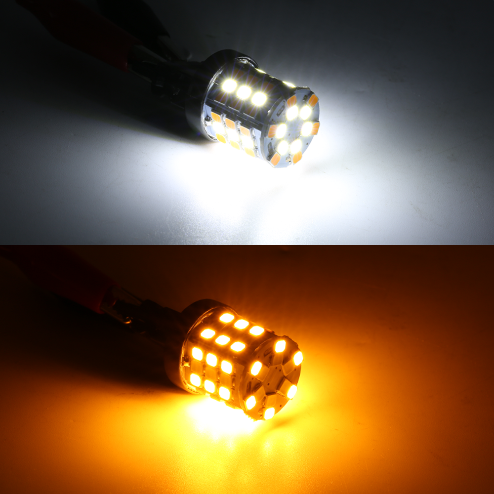 4pc 3157 Dual Color Switchback White/Amber LED Turn Signal Light Bulbs ...
