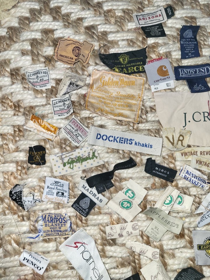 200 Vintage Labels: Wool Blanket, Cotton Clothing Lot Designer Tags ...