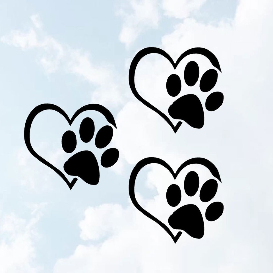 3 Pcs Self Adhesive Dog Paw Stickers Print Decals Car Decors Reflective ...
