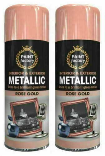 2 x MultiPurpose Metallic Rose Gold Spray Paint Gloss Metal Wood ...