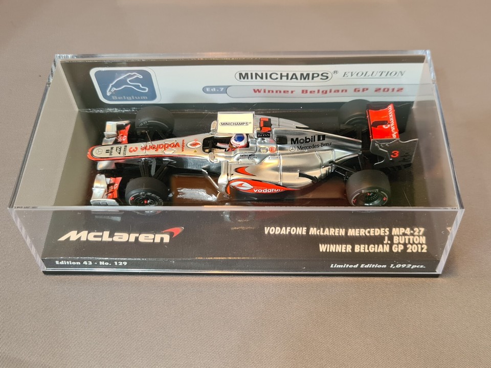 McLaren MP4-27 J. Button Winner Belgian GP 2012 1/43 Resin Minichamps ...