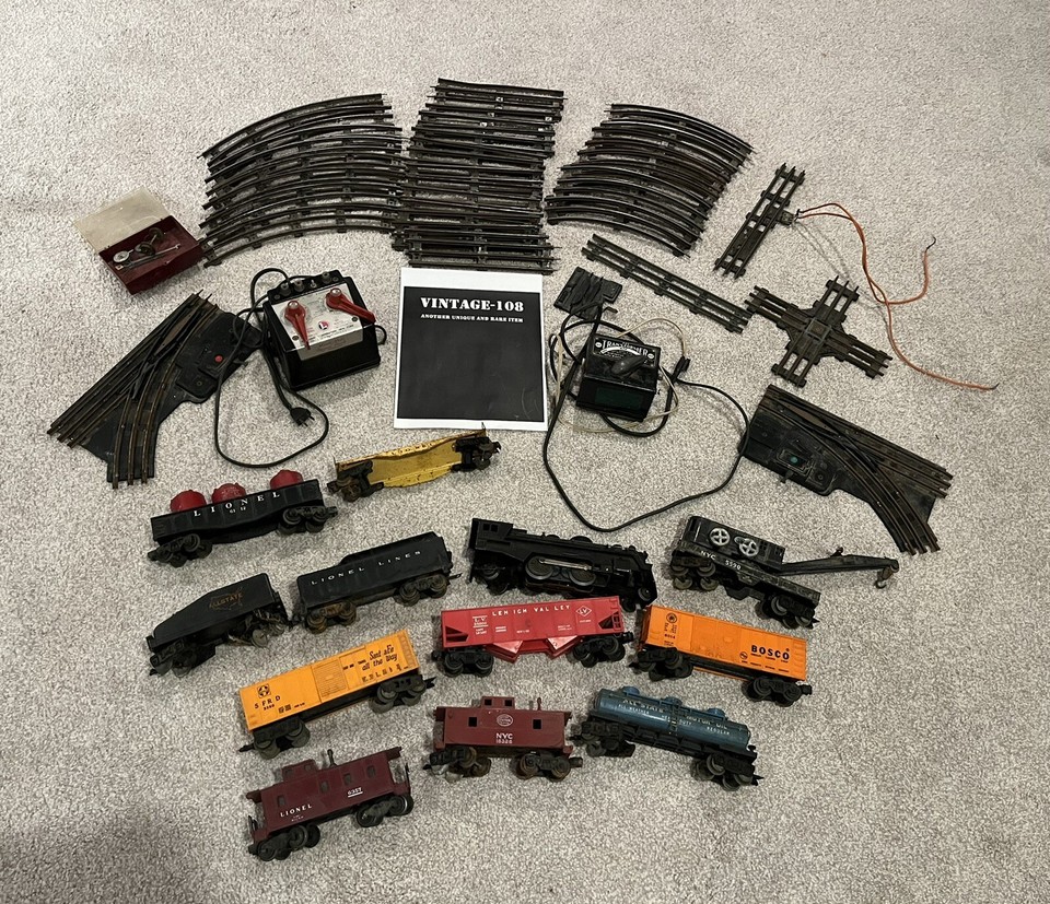 Vintage Lionel & Marx Train Lot 40 X Track, 1 Engine, 11 Cars, 2 Power ...